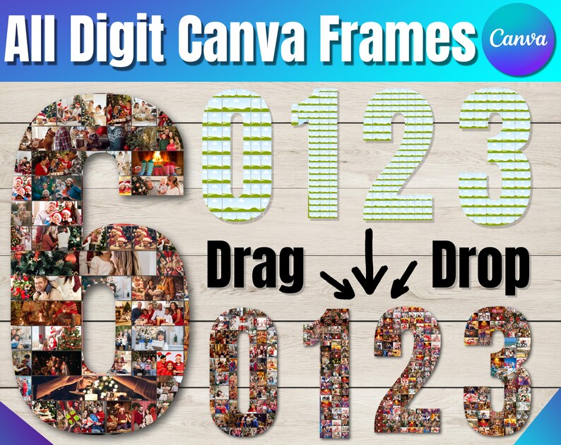 Canva Photo Frames, Birthday Photo Collage, Number Photo Frames, Canva ...