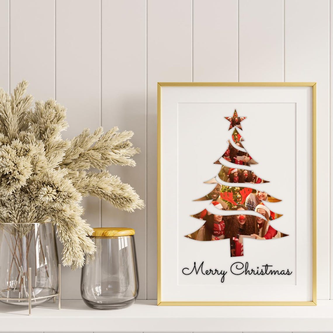 Christmas Tree Photo Collage Frames, Christmas Tree Canva Frames ...