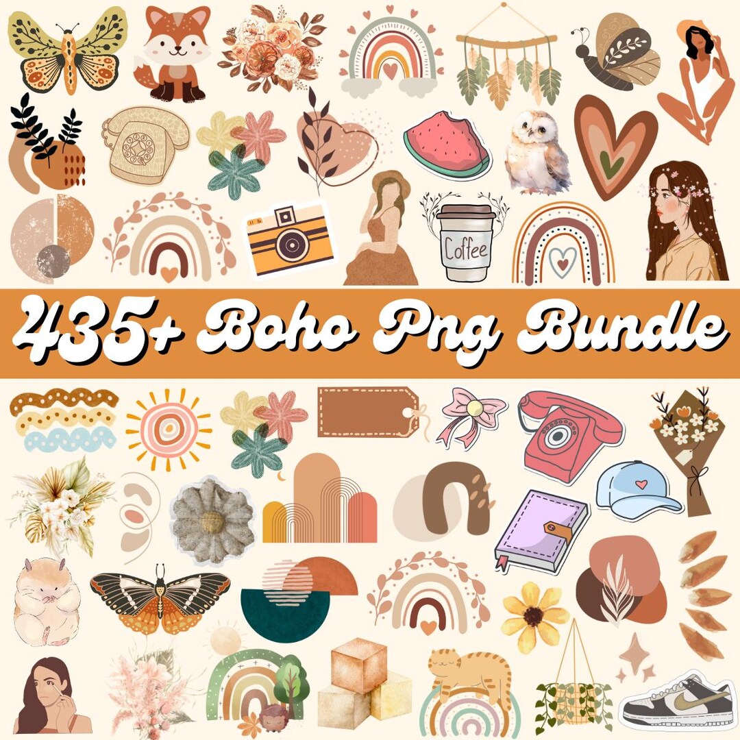 435+ Boho Png Bundle, Boho Retro Png, Boho Clipart Png, Boho Rainbow ...