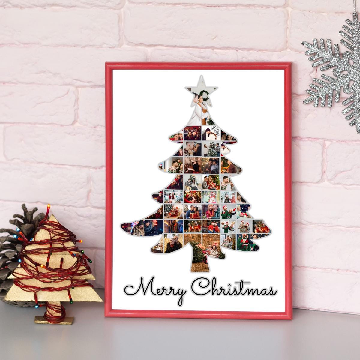 Christmas Tree Photo Collage Frames, Christmas Tree Canva Frames ...