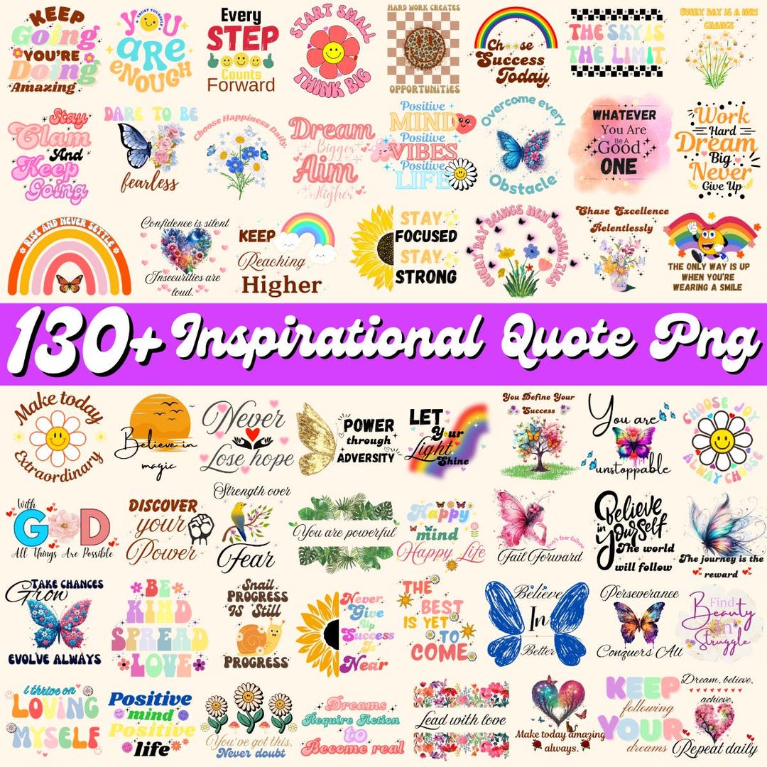 130 + Inspirational Png Bundle, Rainbow Png, Motivational Png ...