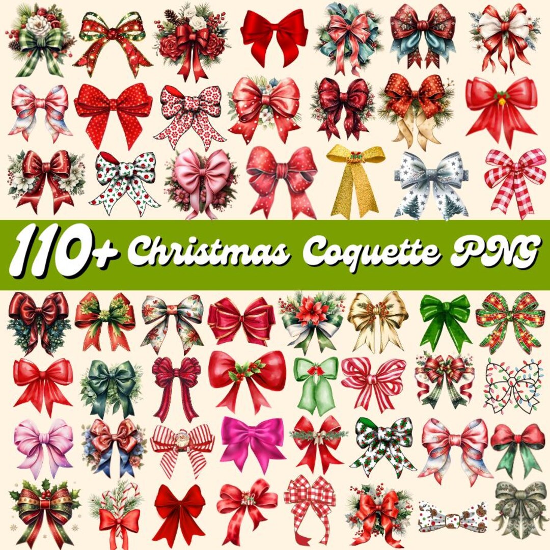 110+ Christmas Coquette Png Bundle, Coquette Bow Png, Christmas Bow Png ...