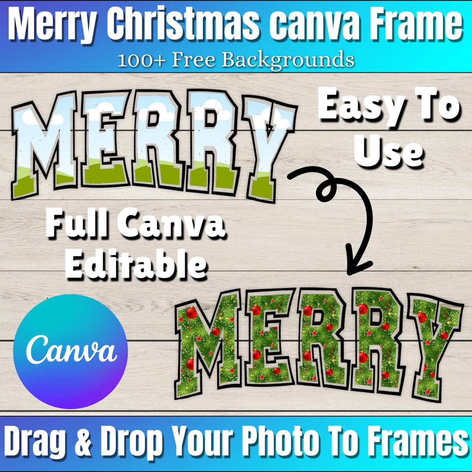 Merry Christmas Canva Template, Christmas Canva Frame, Make Your Own ...