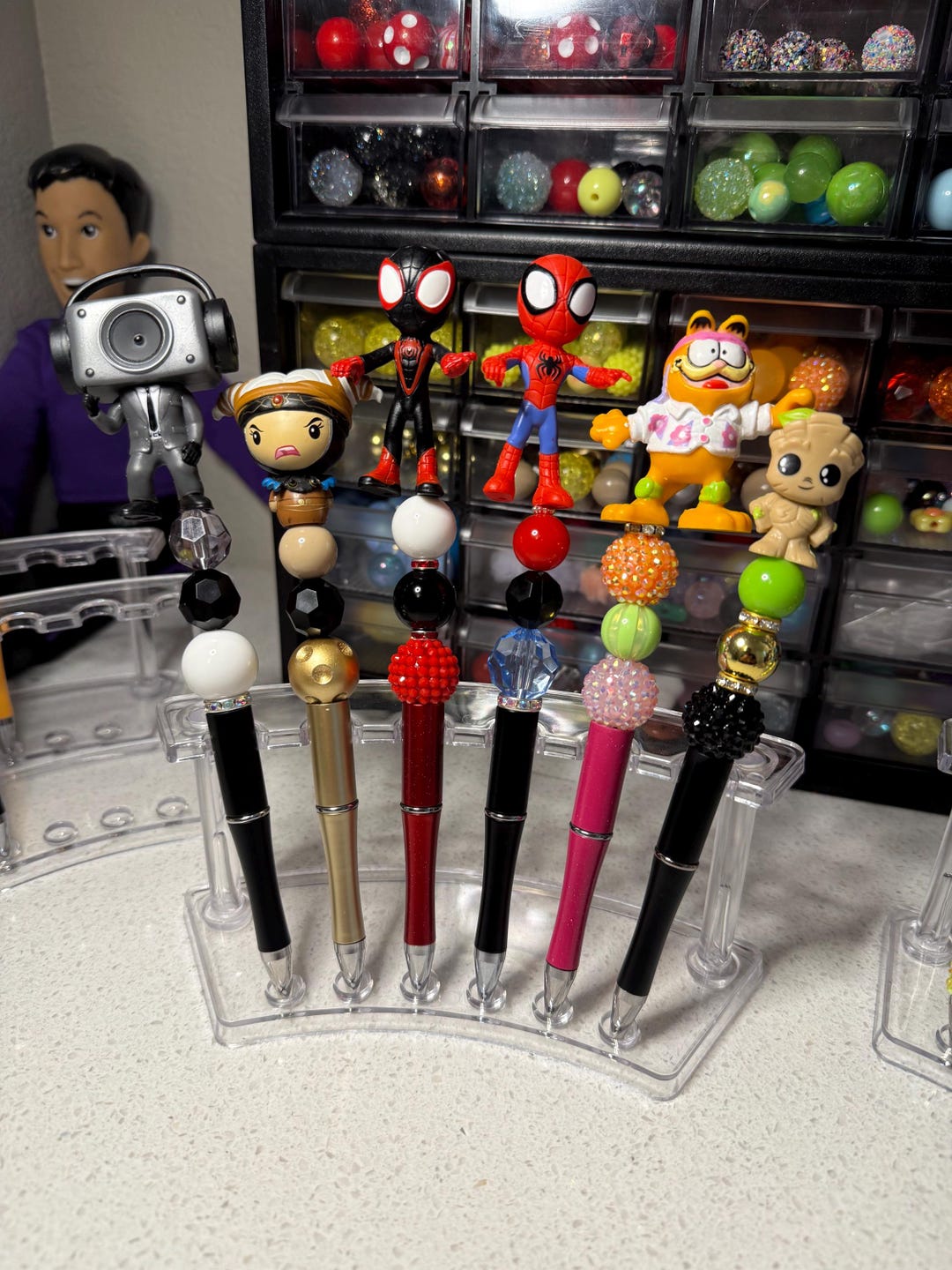 Character Beaded Pen Garfield ,jujutsu Kaisen , Rita , Groot , Spider ...