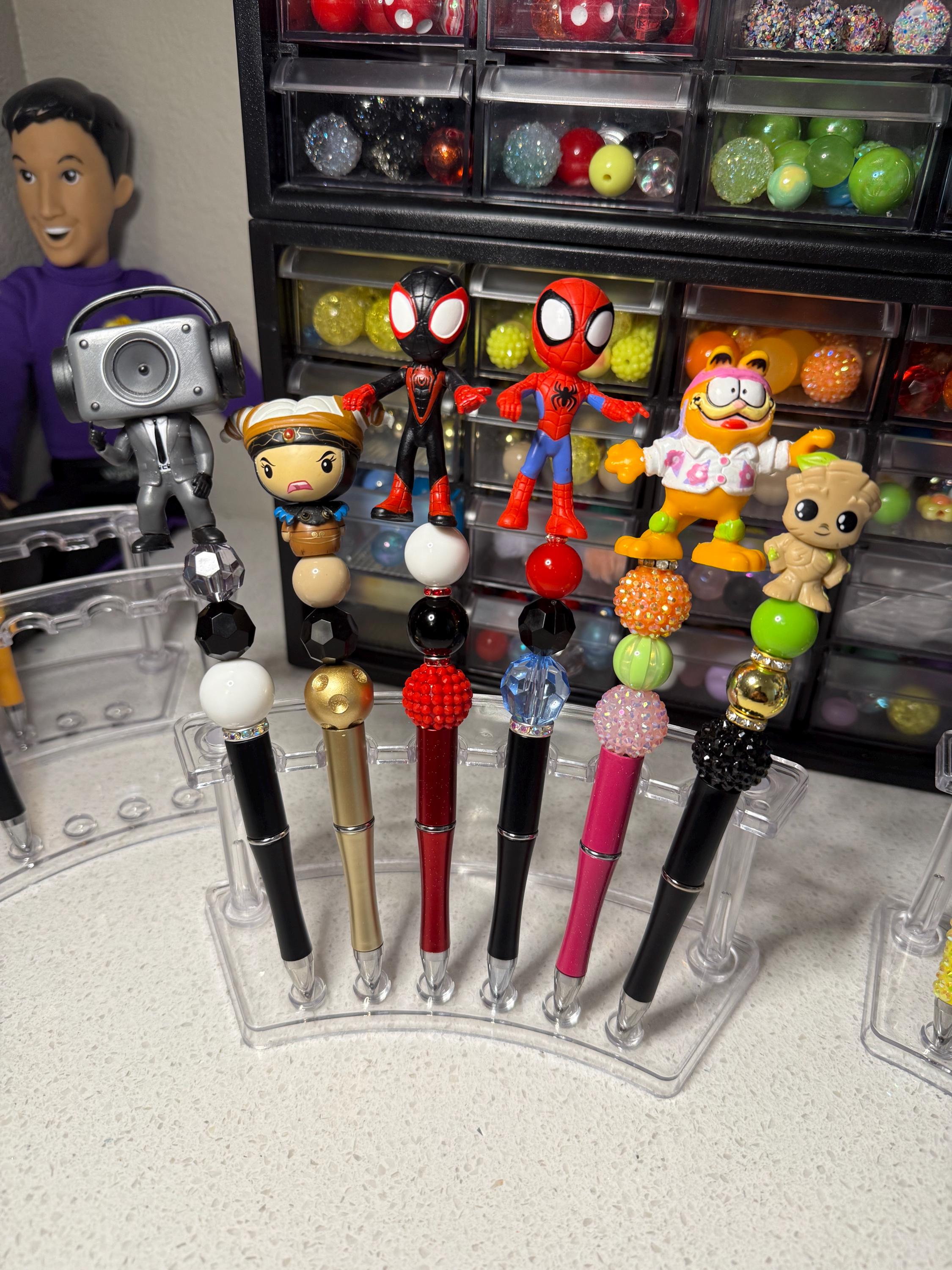 Character Beaded Pen Garfield ,jujutsu Kaisen , Rita , Groot , Spider ...
