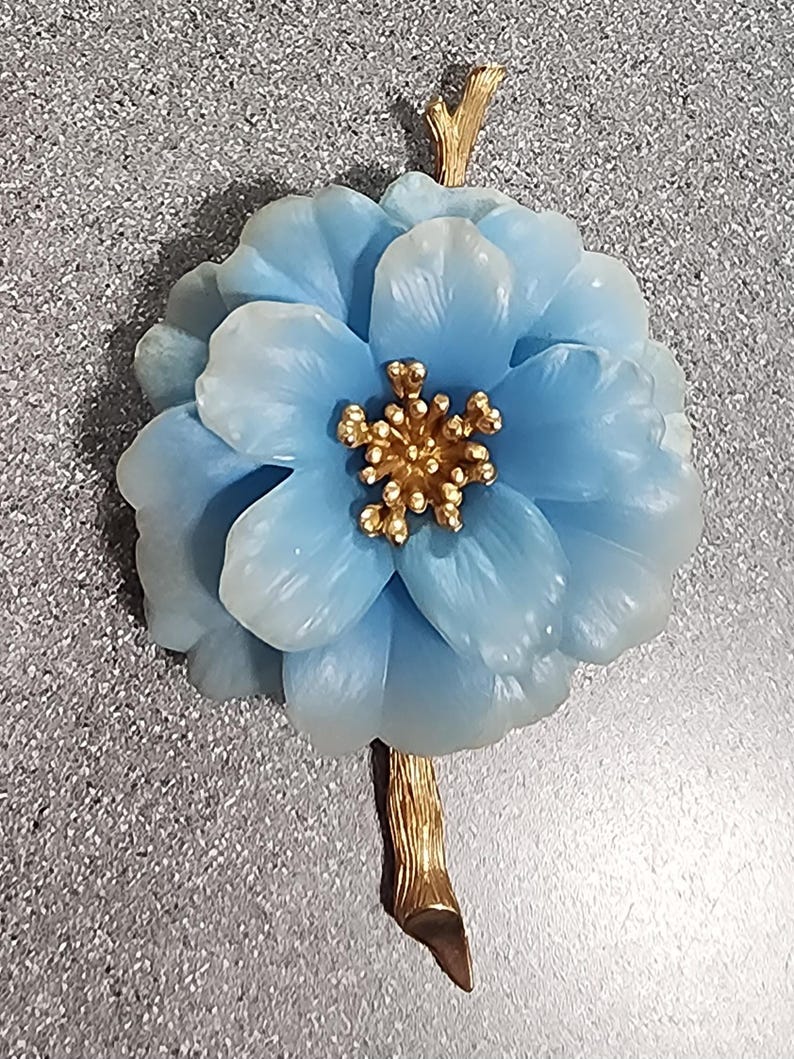 Rare Crown Trifari Blue Flower Brooch - Etsy