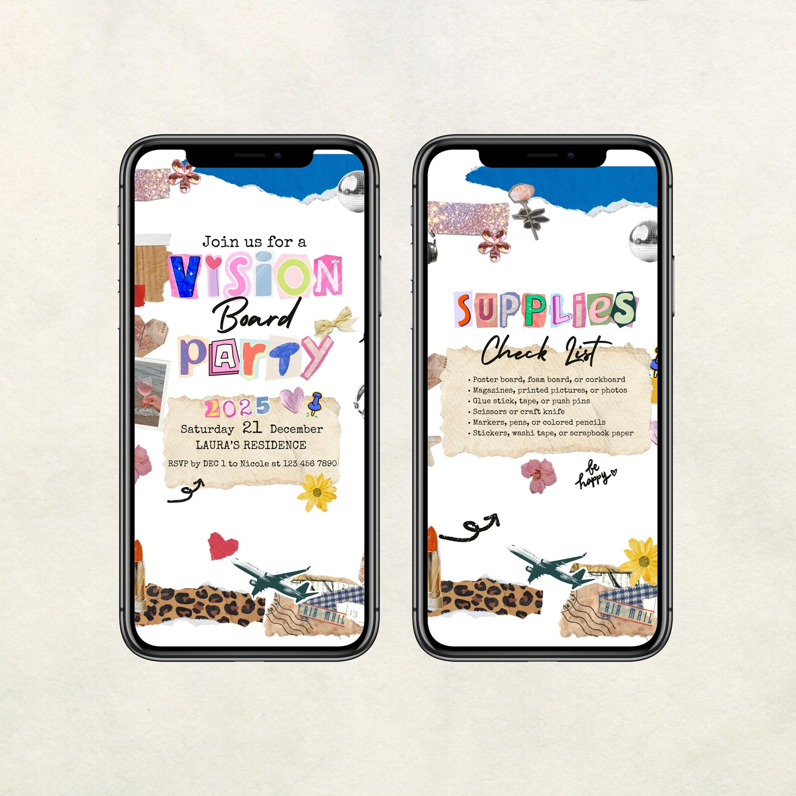 Vision Board Party Invite Girls Night Digital Invite Editable Template ...