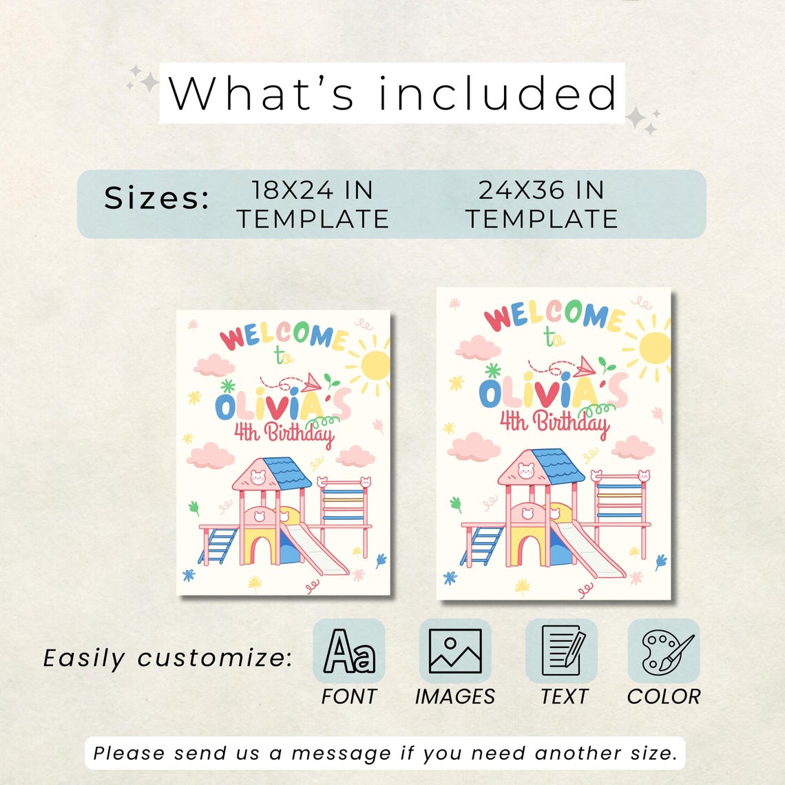 Playground Birthday Welcome Sign Template, Editable Park Birthday Party ...