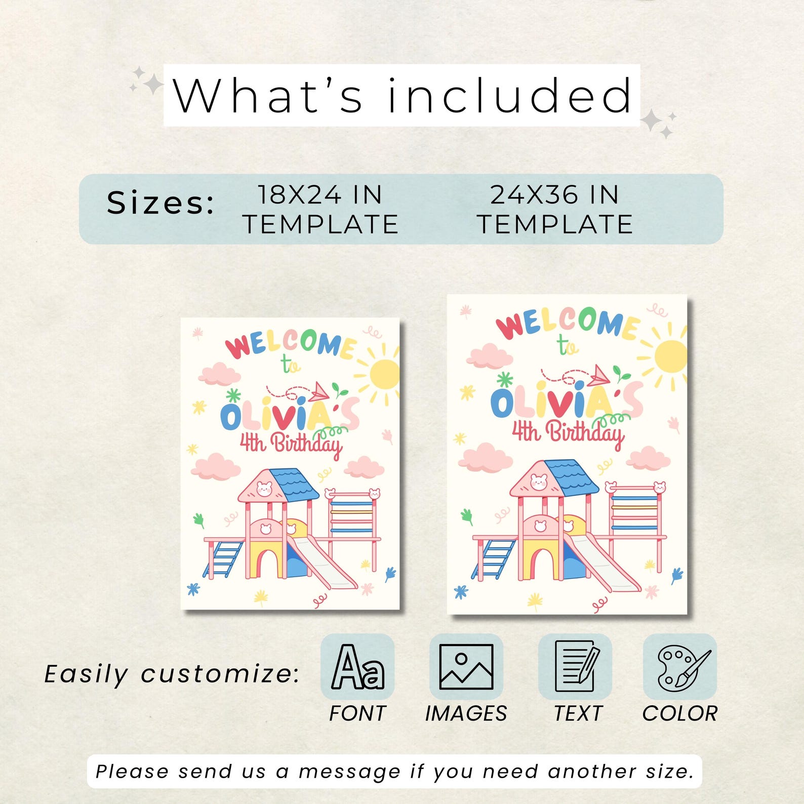 Playground Birthday Welcome Sign Template, Kids Park Party (digital ...