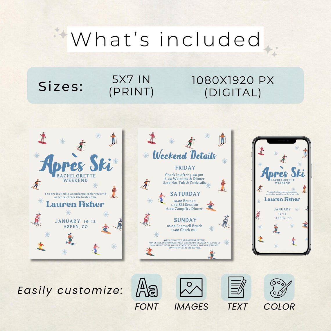 Apres Ski Bachelorette Invitation Template Digital Download Ski ...