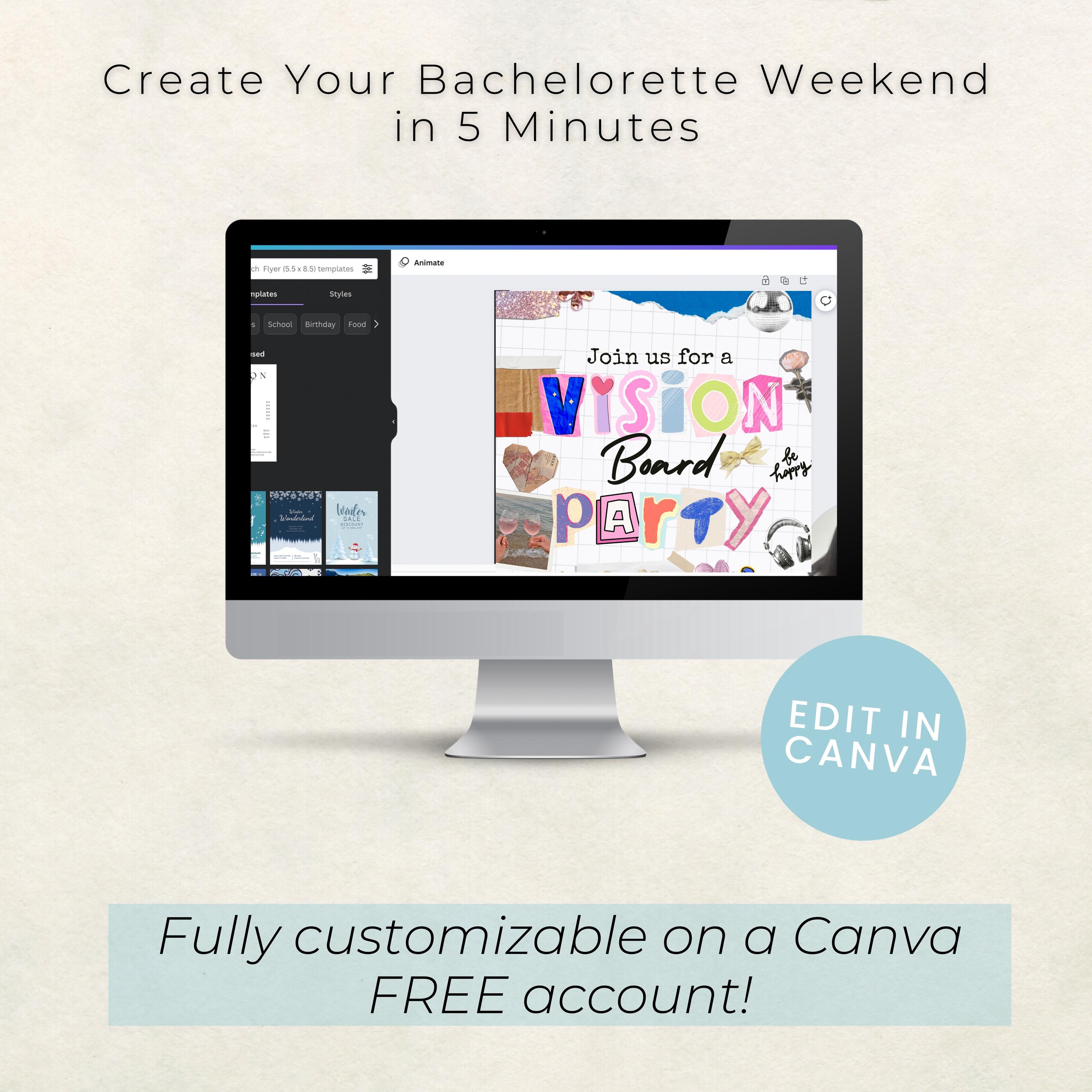 Vision Board Party Invite Girls Night Digital Invite Editable Template ...