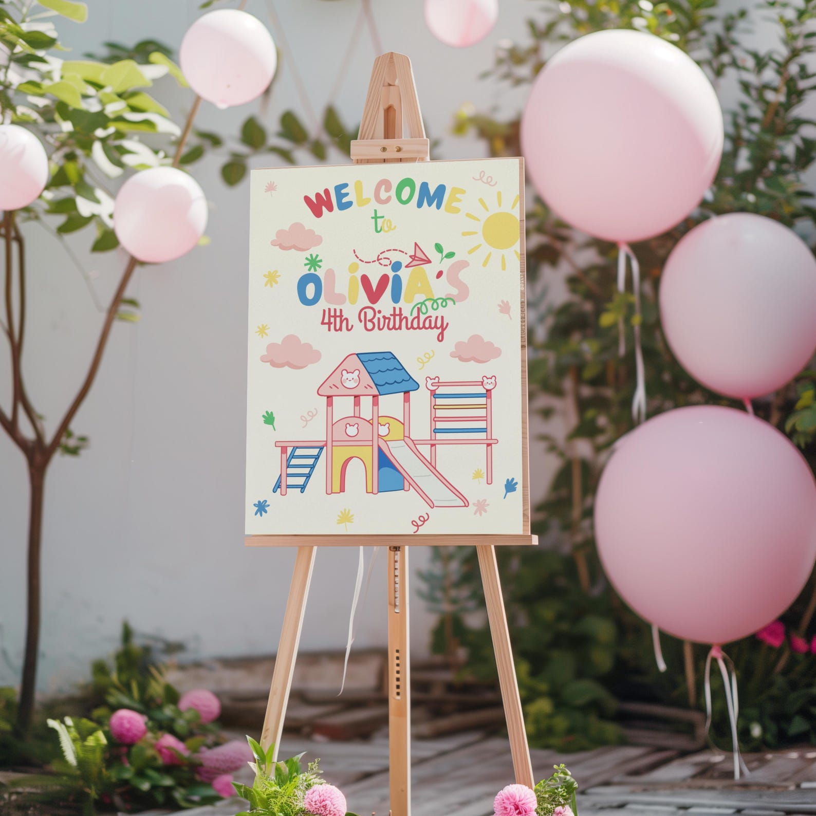 Playground Birthday Welcome Sign Template, Kids Park Party (digital ...