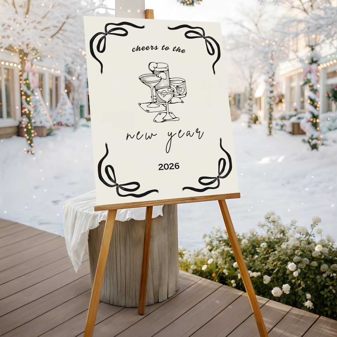 Cheers to the New Year Welcome Sign Template, Editable New Year Party ...