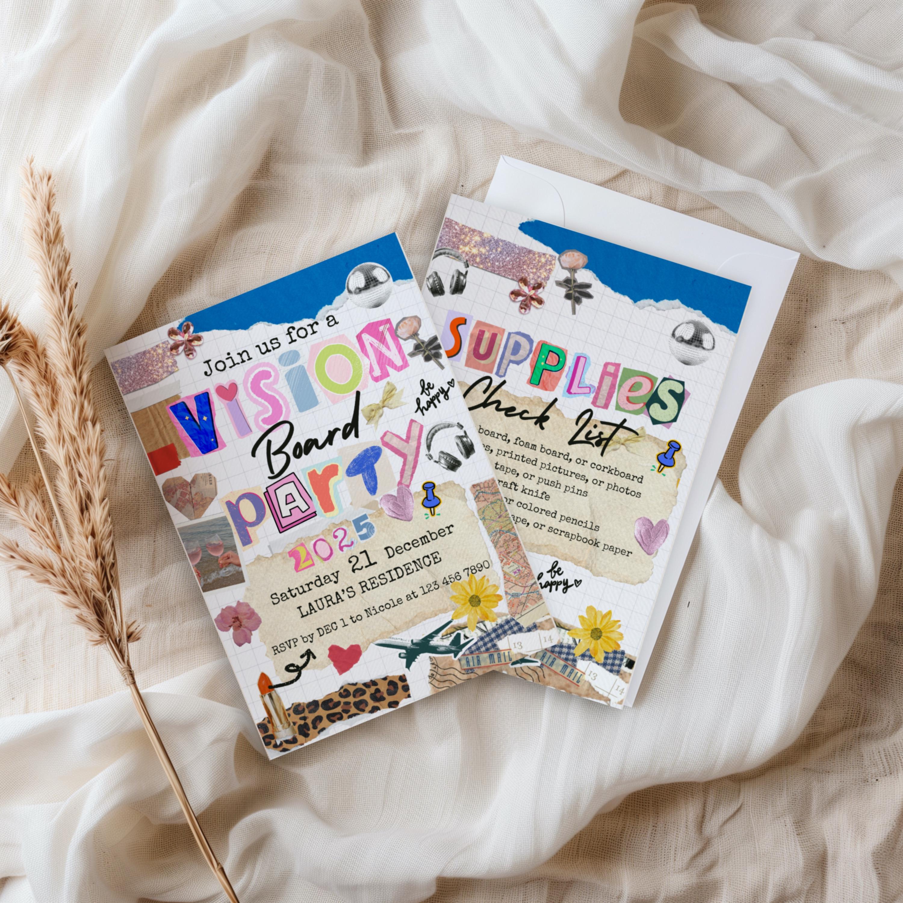 Vision Board Party Invite Girls Night Digital Invite Editable Template ...