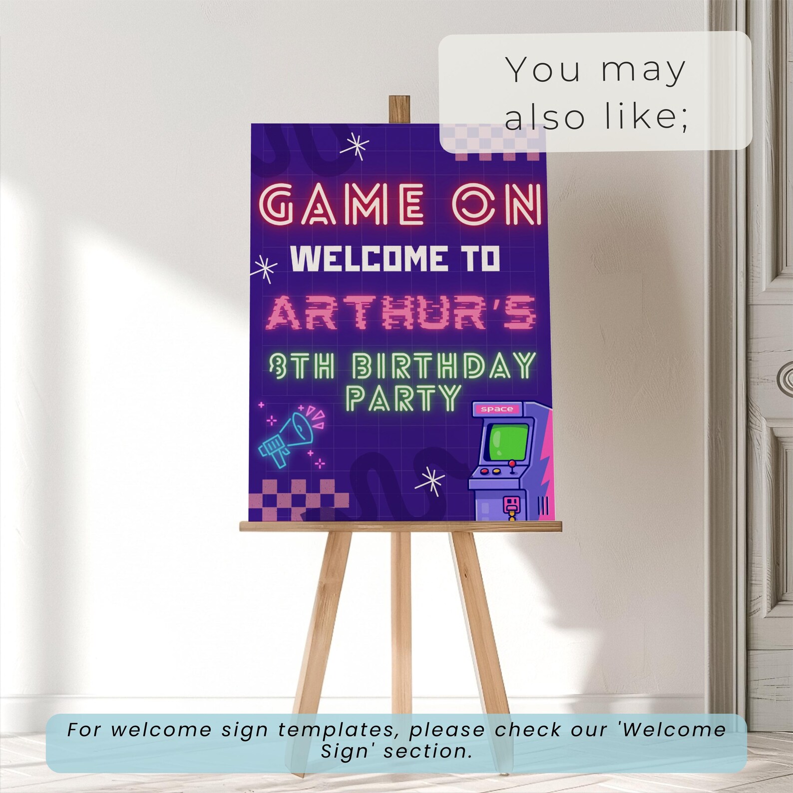 Arcade Birthday Invitation Editable in Canva, Retro Gaming Party Invite ...