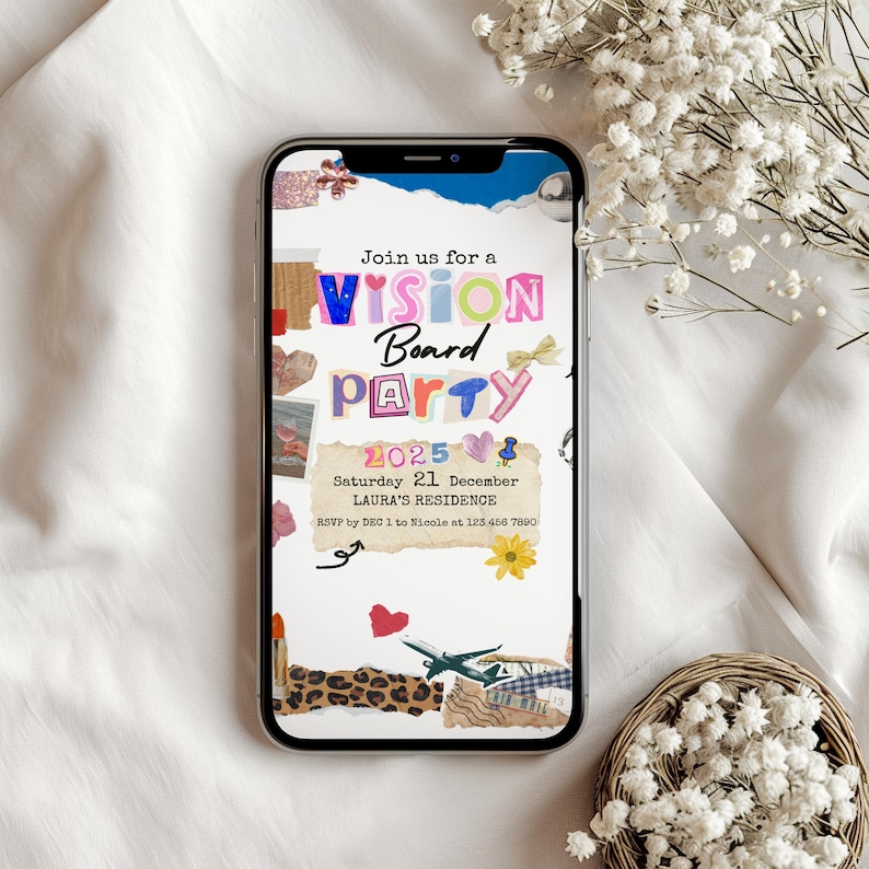 Vision Board Party Invite Girls Night Digital Invite Editable Template ...