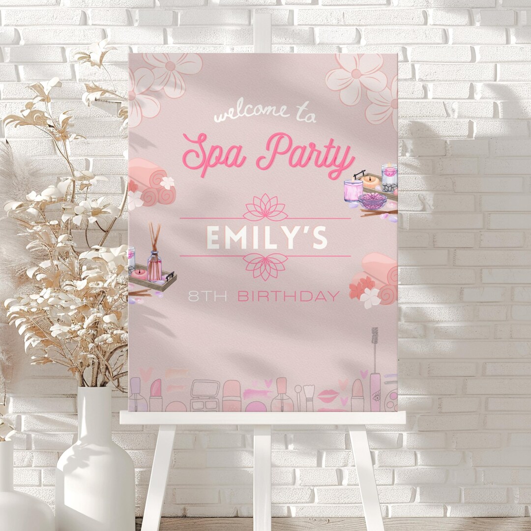 Spa Party Welcome Sign for Girls, Editable Tween Birthday Spa Party ...