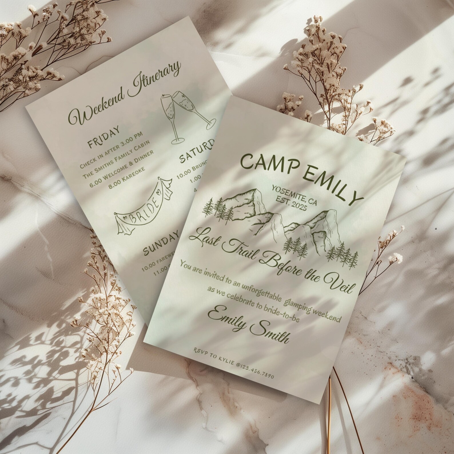 Camp Bachelorette Itinerary Template Camp Bach Invitation Last Trail ...