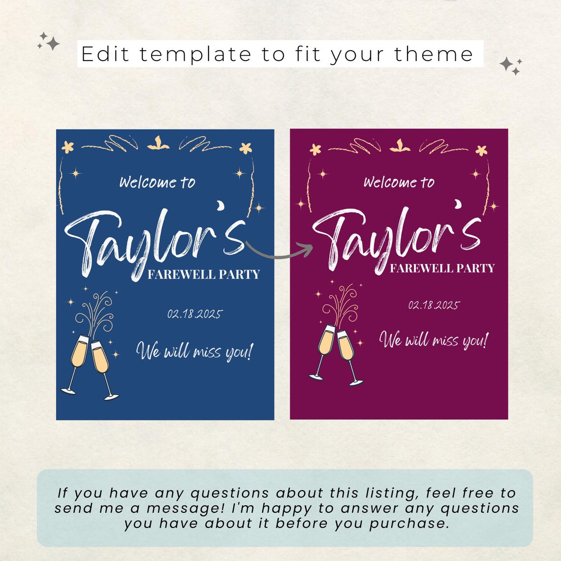 Farewell Party Welcome Sign, Editable Going Away Party, Moving Away ...