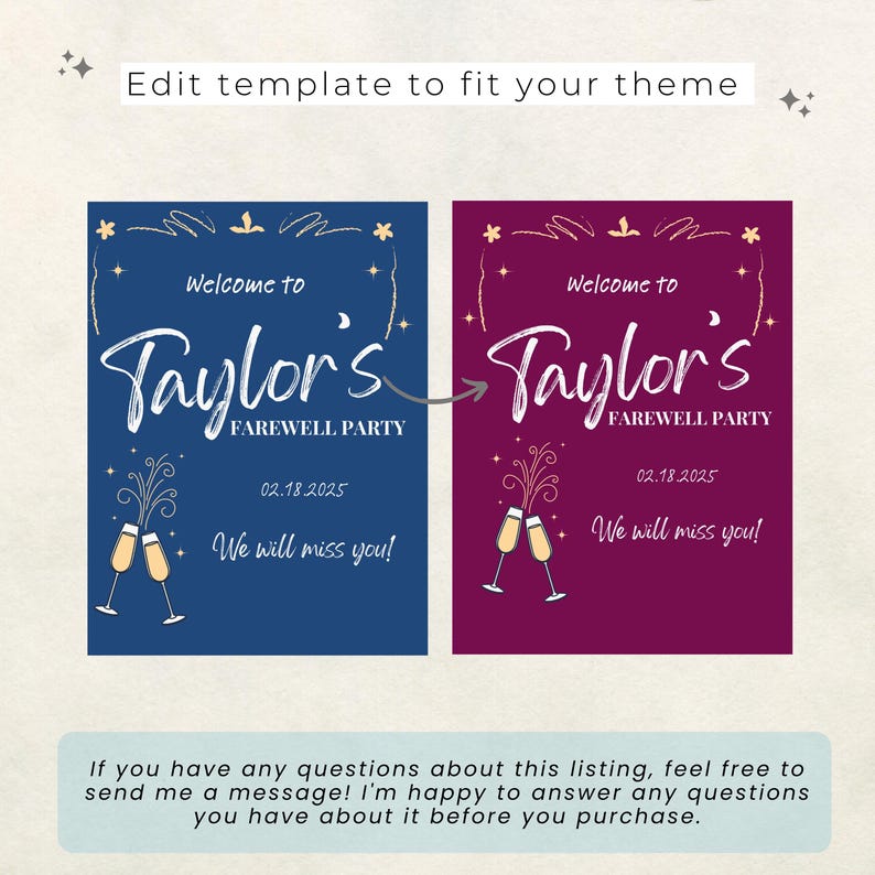 Farewell Party Welcome Sign, Editable Going Away Party, Moving Away ...