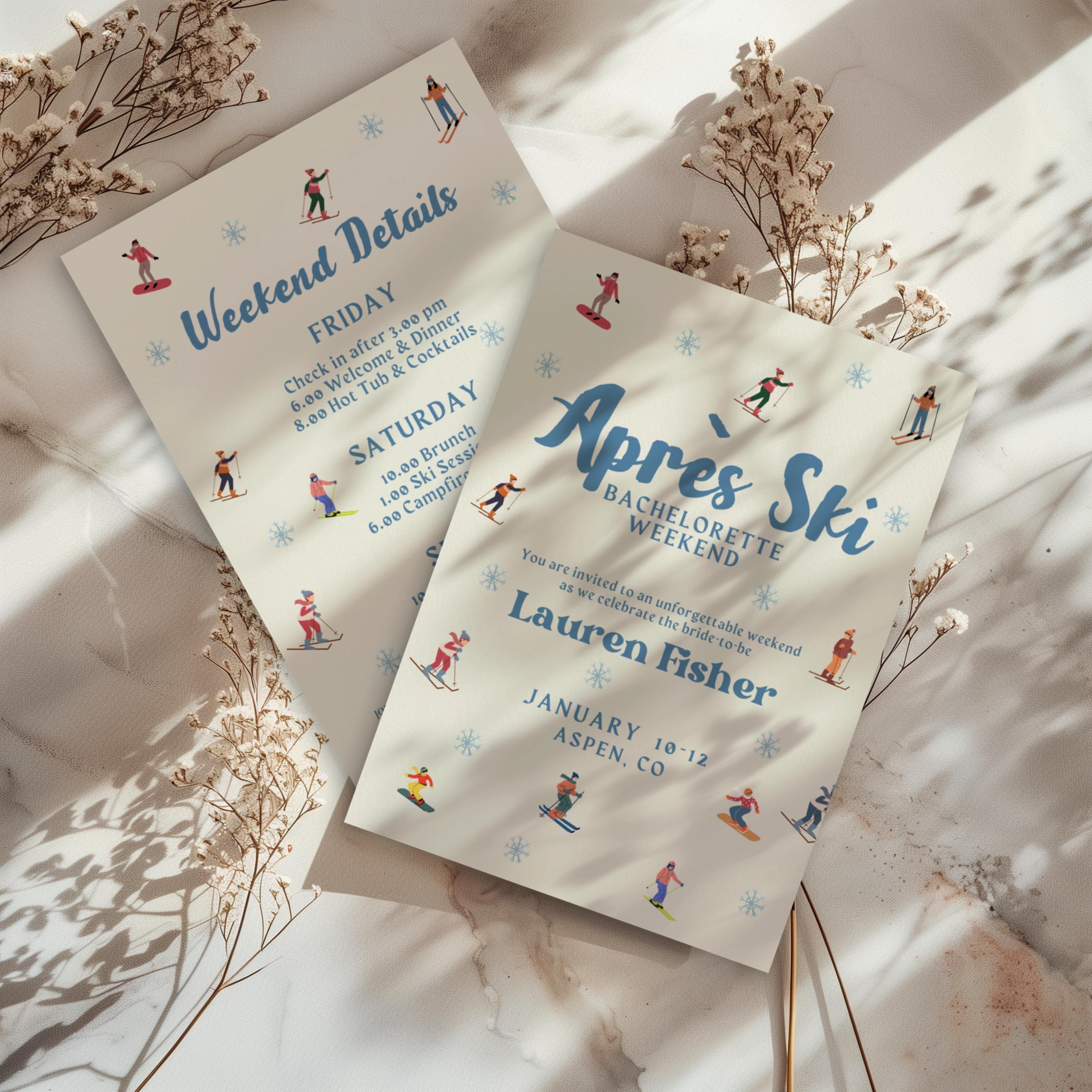Apres Ski Bachelorette Invitation Template Digital Download Ski ...