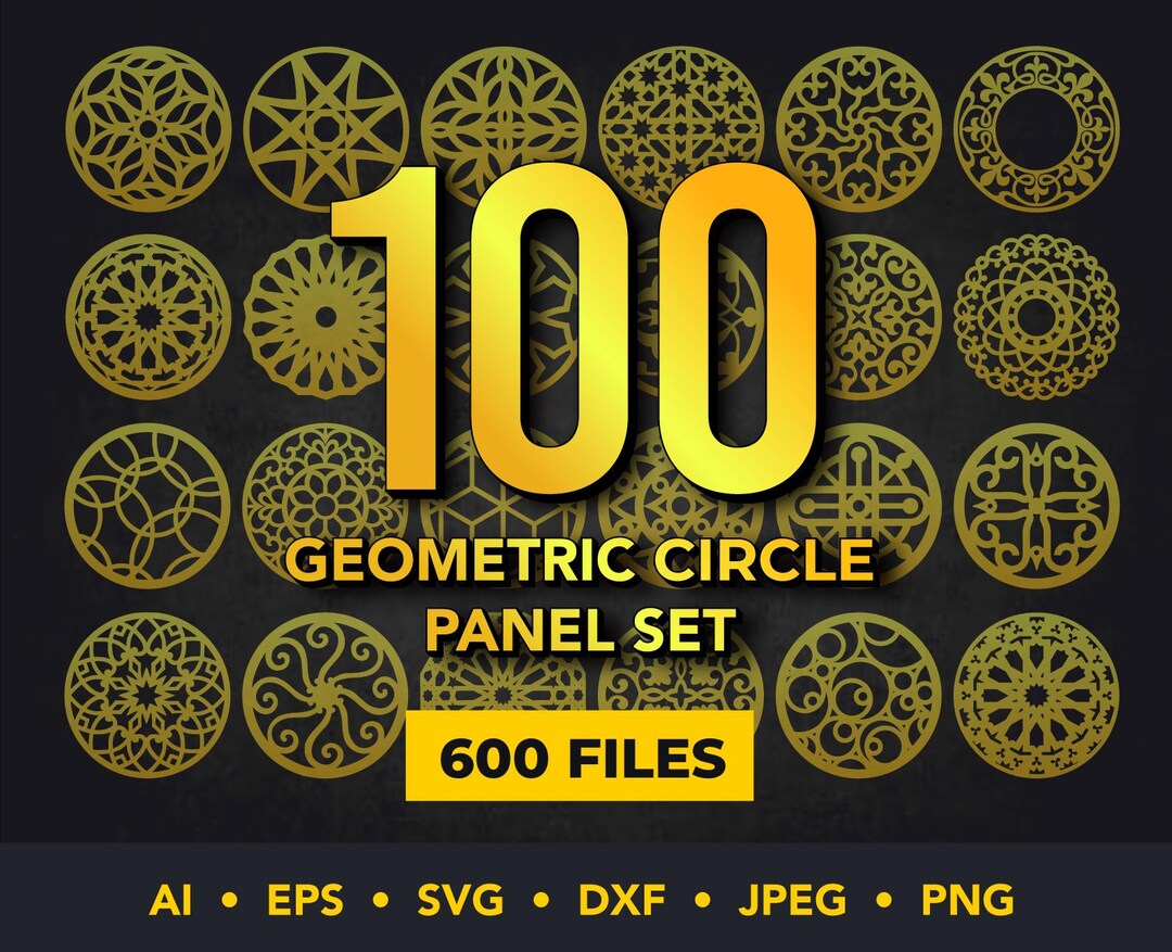Geometric Circle Laser Cut Panel Set – 100 Round Decorative SVG & DXF ...