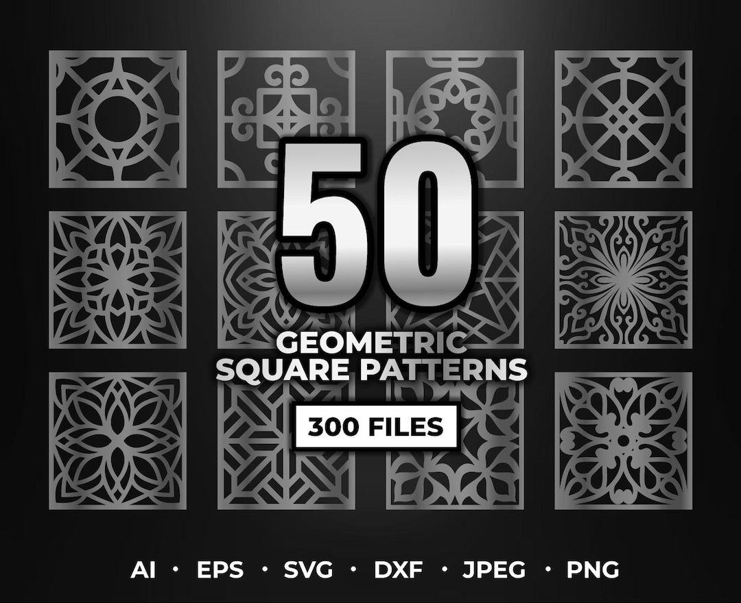 Geometric Square Patterns Panel Set #003 - 50 Vector Laser Cutting ...