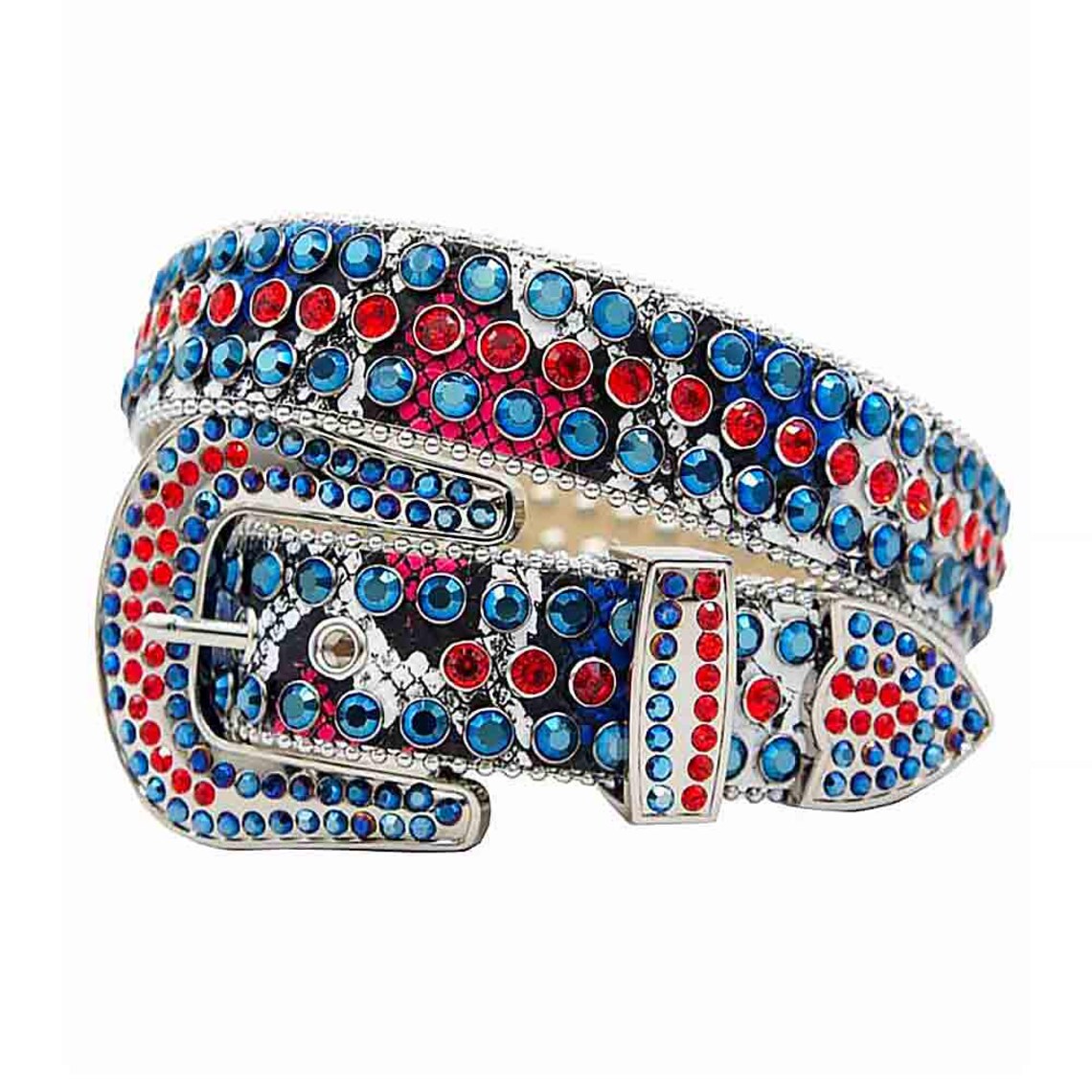 Snake Multi Colour Strap With Red & Blue Studded Rhinestone Belt 4XL ...