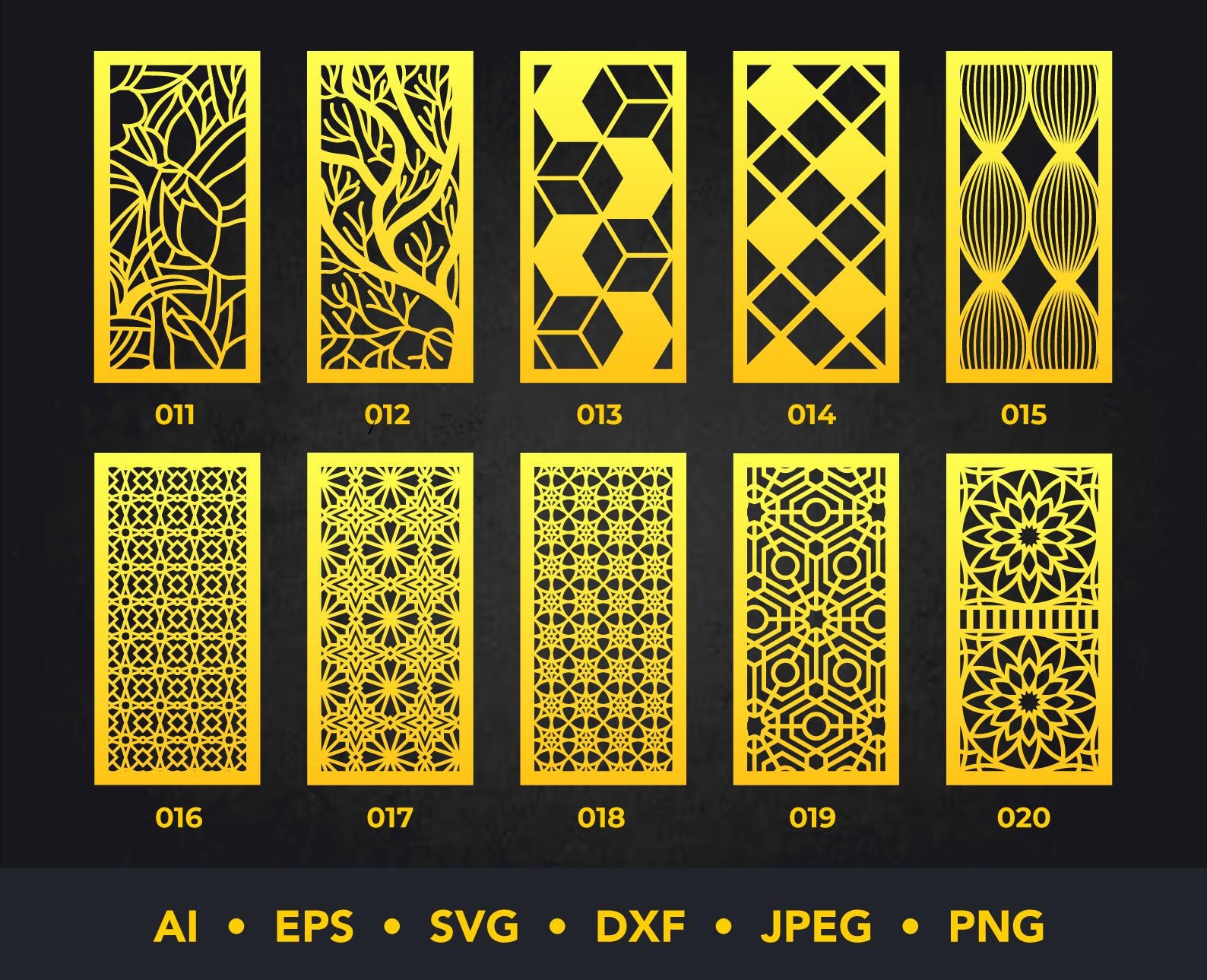 CNC Templates for Laser-cut Panel Set - 50 Decorative Screens, Panels ...