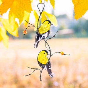 Goldfinch Stained Glass Bird Suncatcher,christmas Present, Custom ...