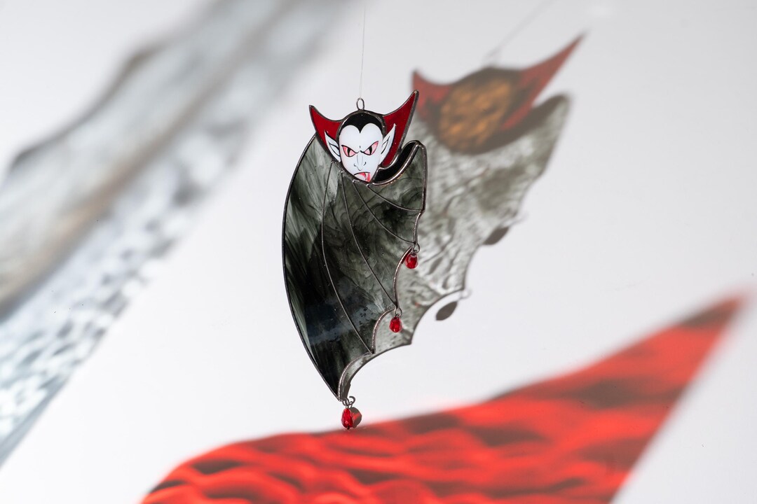 Halloween Suncatcher, Dracula Stained Glass Window Hangings, Vampire ...