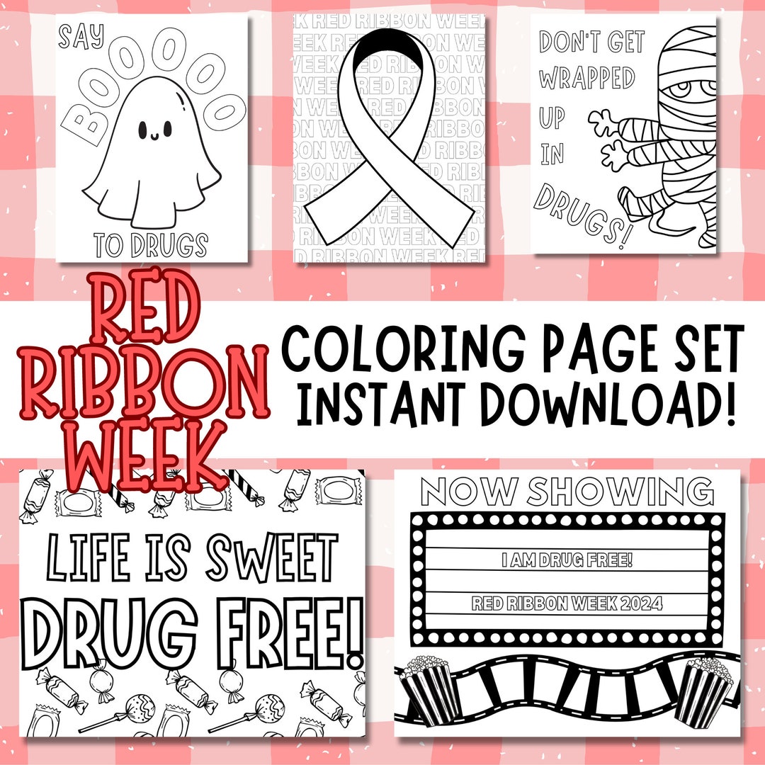 RED RIBBON WEEK Coloring Sheet Instant Download Halloween Themed - Etsy