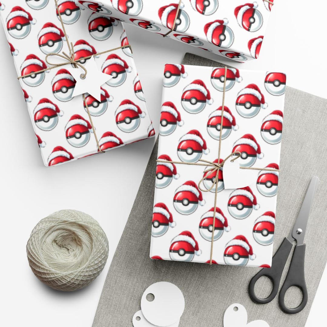 Pokeball Christmas Wrap Papers - Pokémon Theme Wrapping Paper - Petfect ...