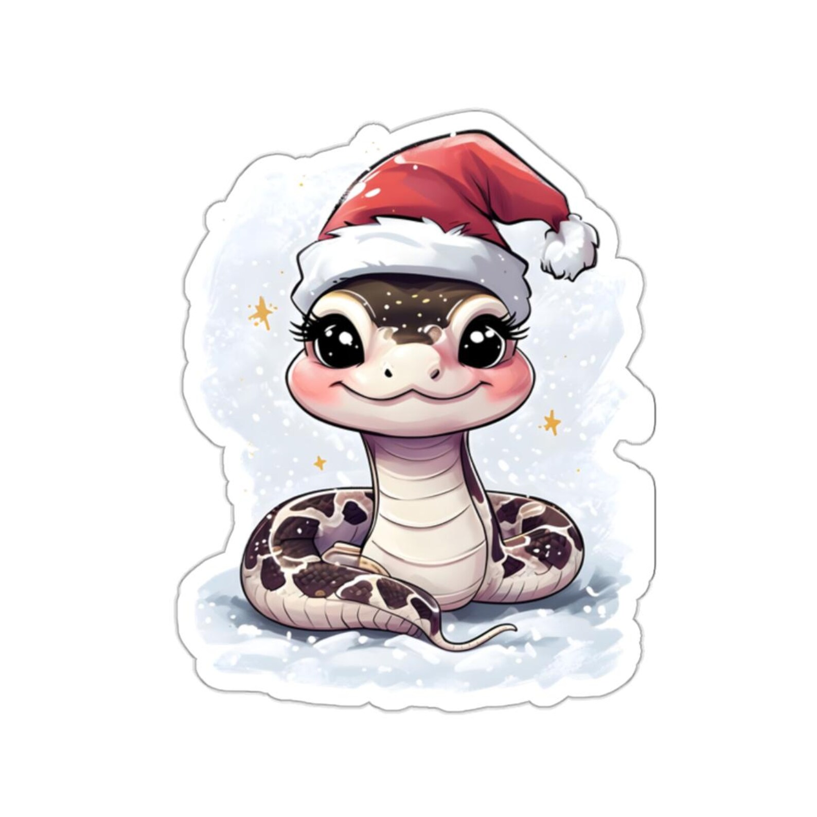 Christmas Ball Python Stickers, Holiday Reptile Decor, Festive Snake ...