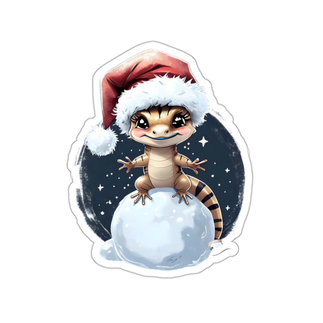 Holiday Blue Tongue Skink Kiss-cut Stickers | Cute Gecko in Santa Hat ...