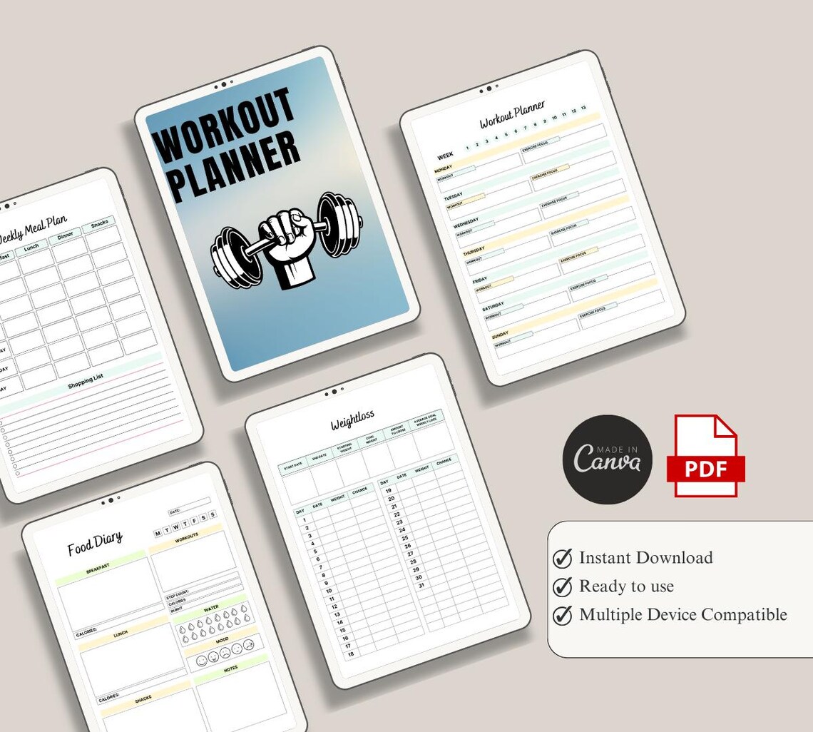 Minimalist Workout Planner, Fitness Log Book, Exercise Journal, Health ...