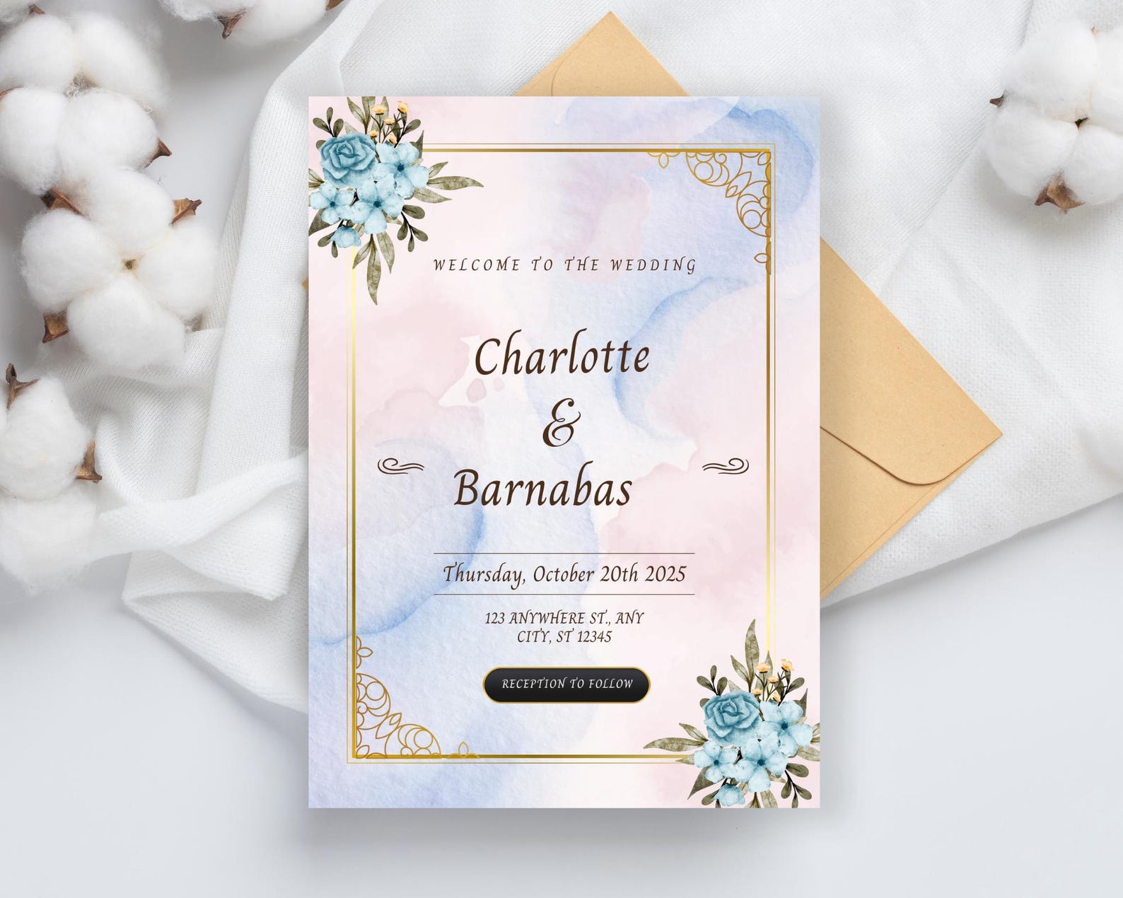 Beige Minimalist Floral Printable Wedding Card With MRR/PLR - Etsy