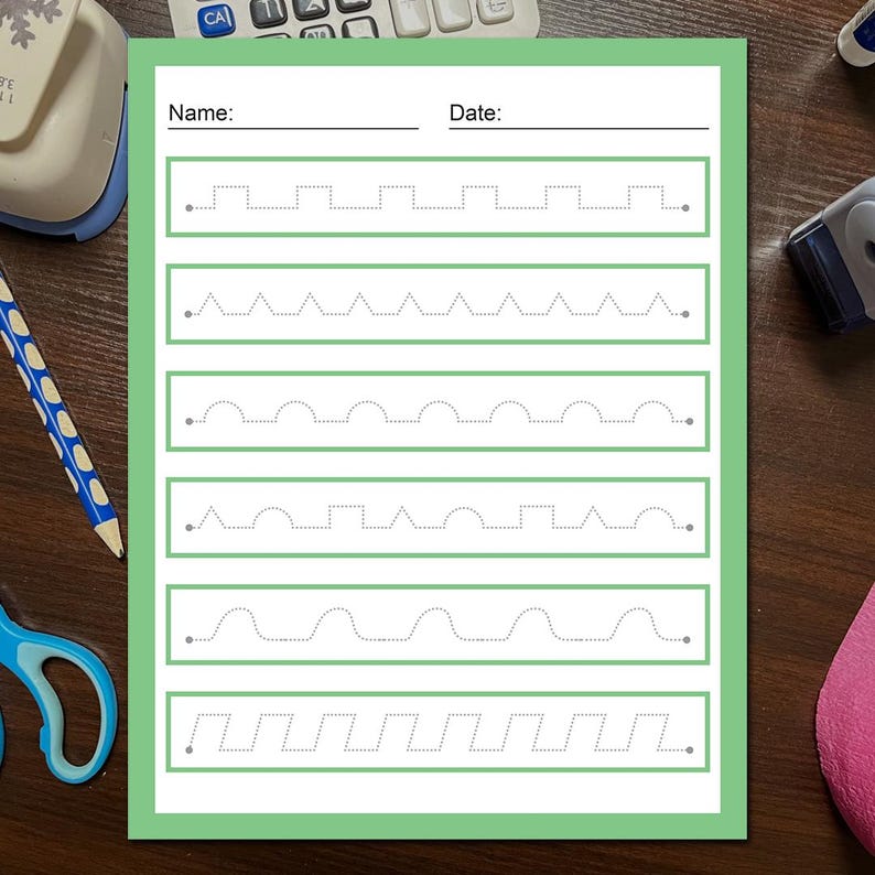 Basic Line Tracing Worksheet, Preschool Writing Practice (digital ...