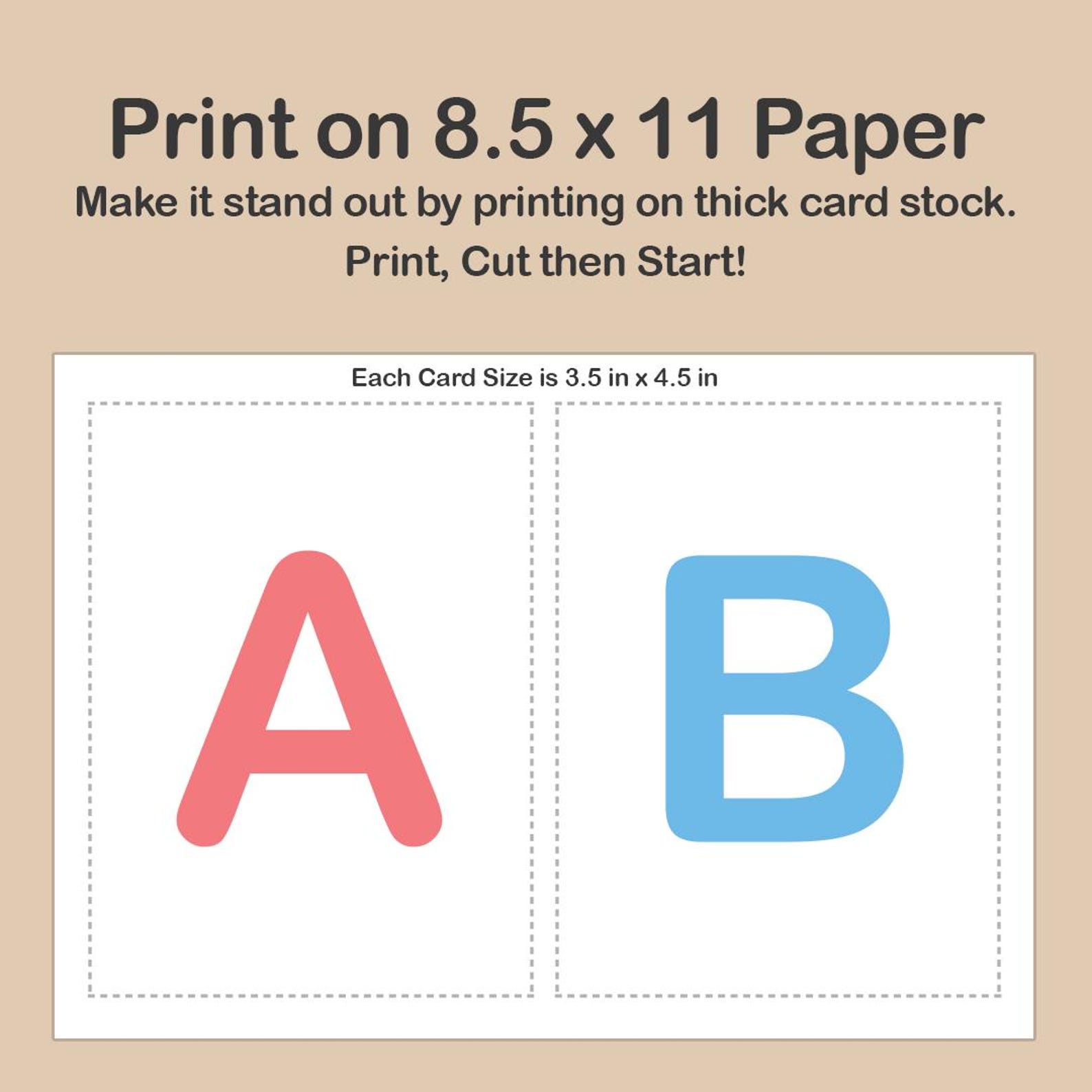 Printable ABC Uppercase Flash Cards, English Education (PDF) - Etsy