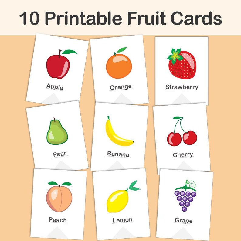 10 Fruit Flash Cards, Geometric Shapes, Preschool, Homeschool ...