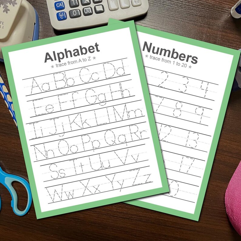 Alphabet Letters & Numbers Tracing Worksheet, Tracing Page Worksheet ...