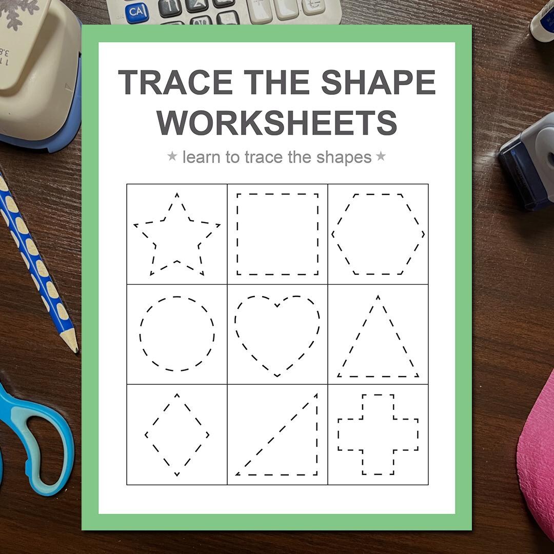 Basic Shapes Tracing Worksheet, Tracing Page Worksheet, Preschool ...