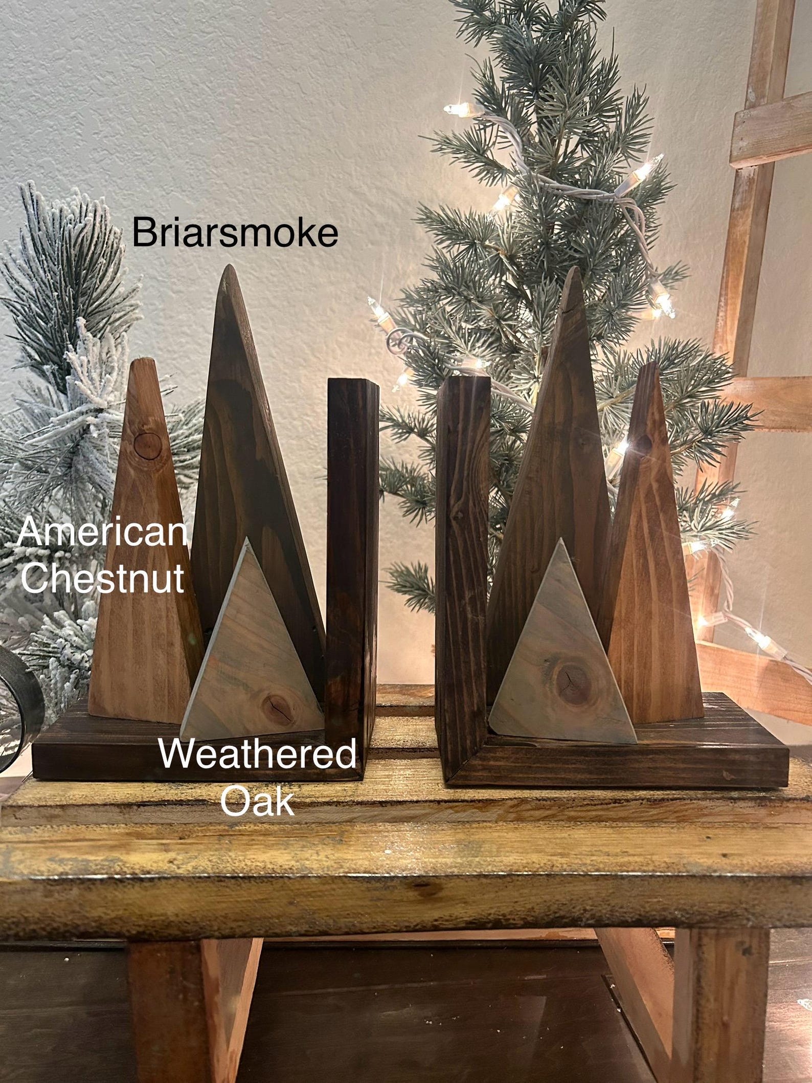 Wooden Mountain Bookends Holiday Winter Freestanding Finished Shapes ...