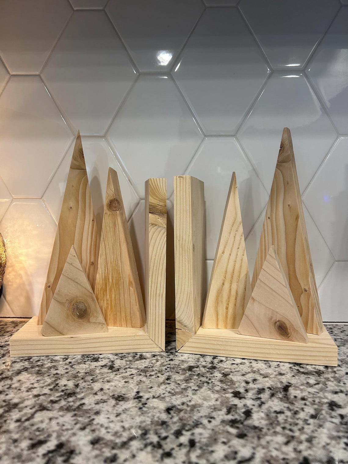Wooden Mountain Bookends Holiday Winter Freestanding Finished Shapes ...