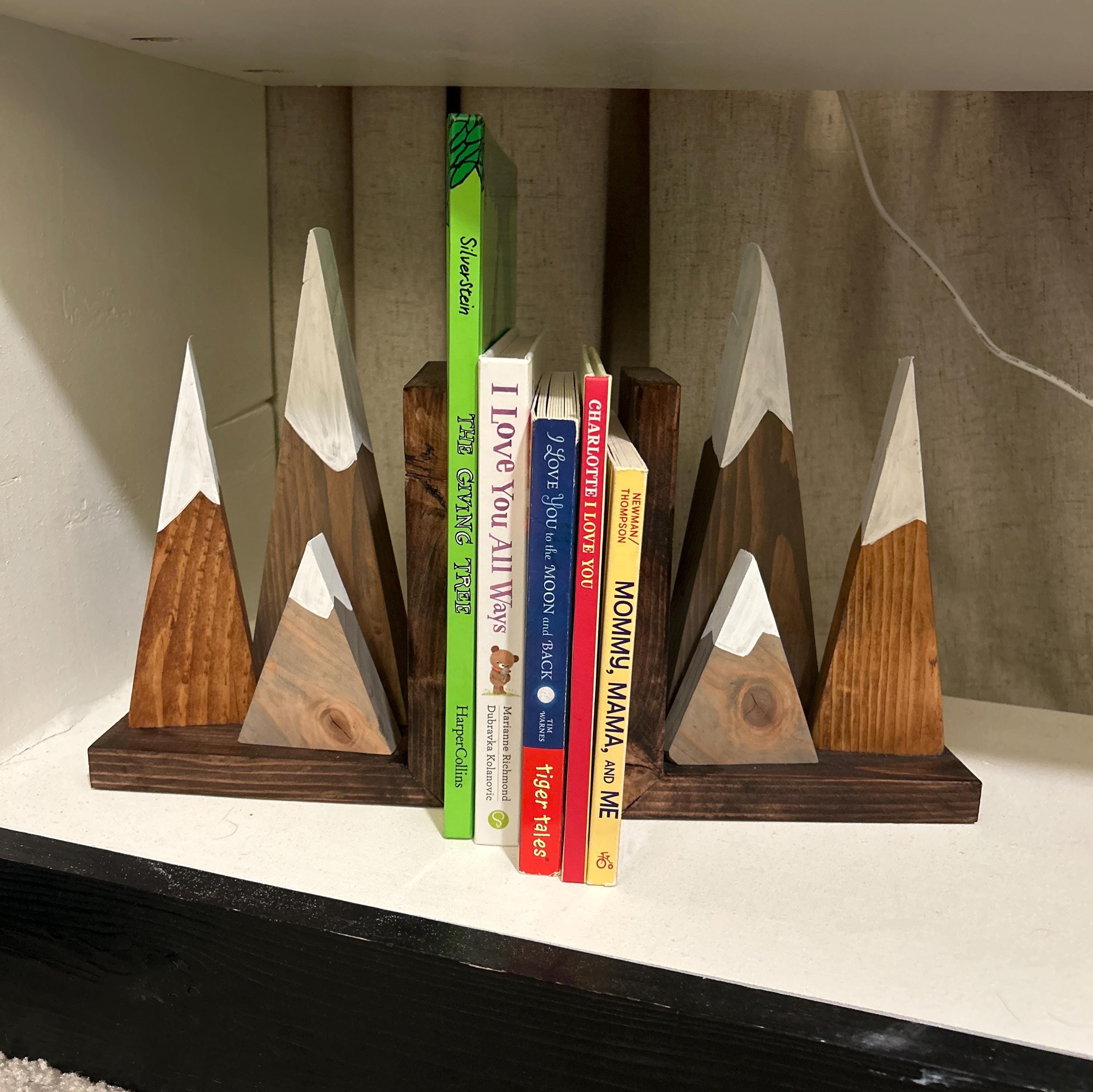 Wooden Mountain Bookends Holiday Winter Freestanding Finished Shapes ...