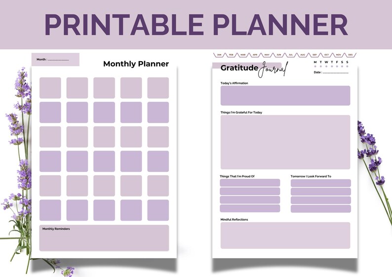 Lilac Printable Planner Bundle, Instant Download, A4 Size - Etsy