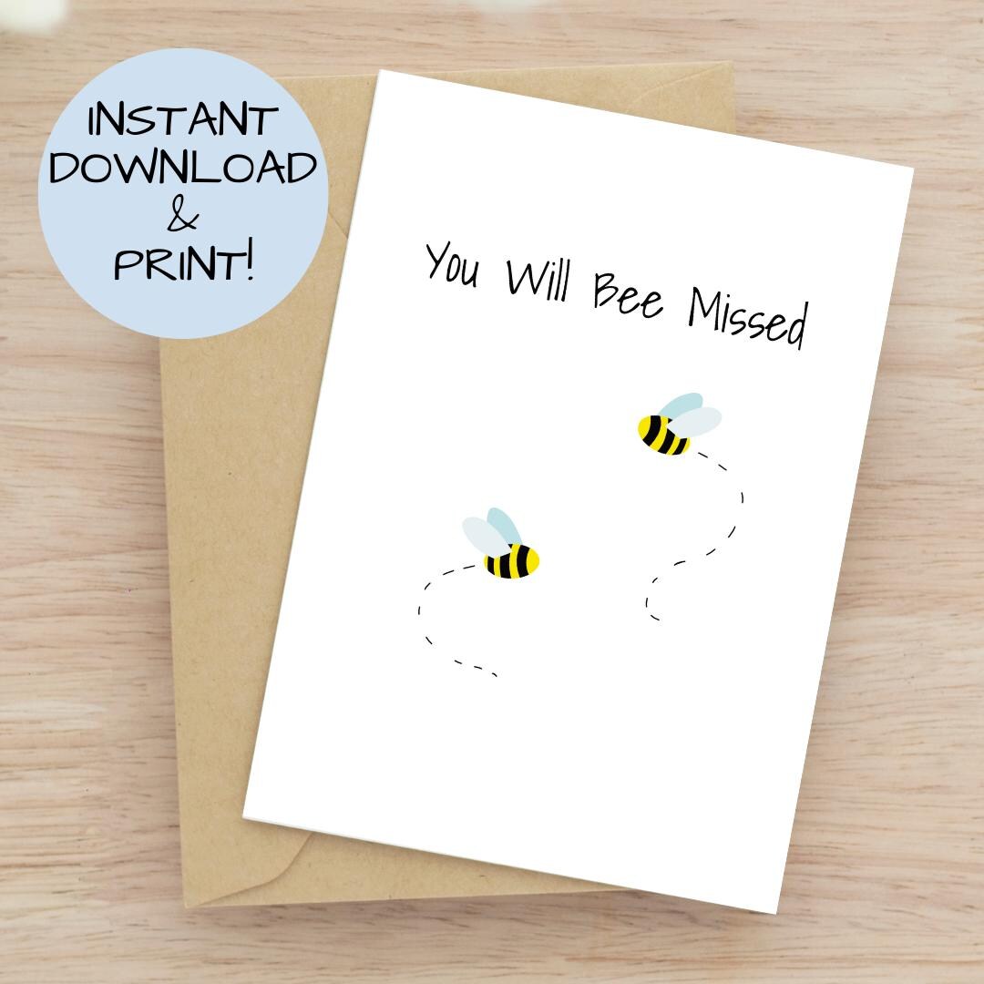Goodbye Card, You Will Bee Missed, Moving Farewell Card, Bee Card - Etsy