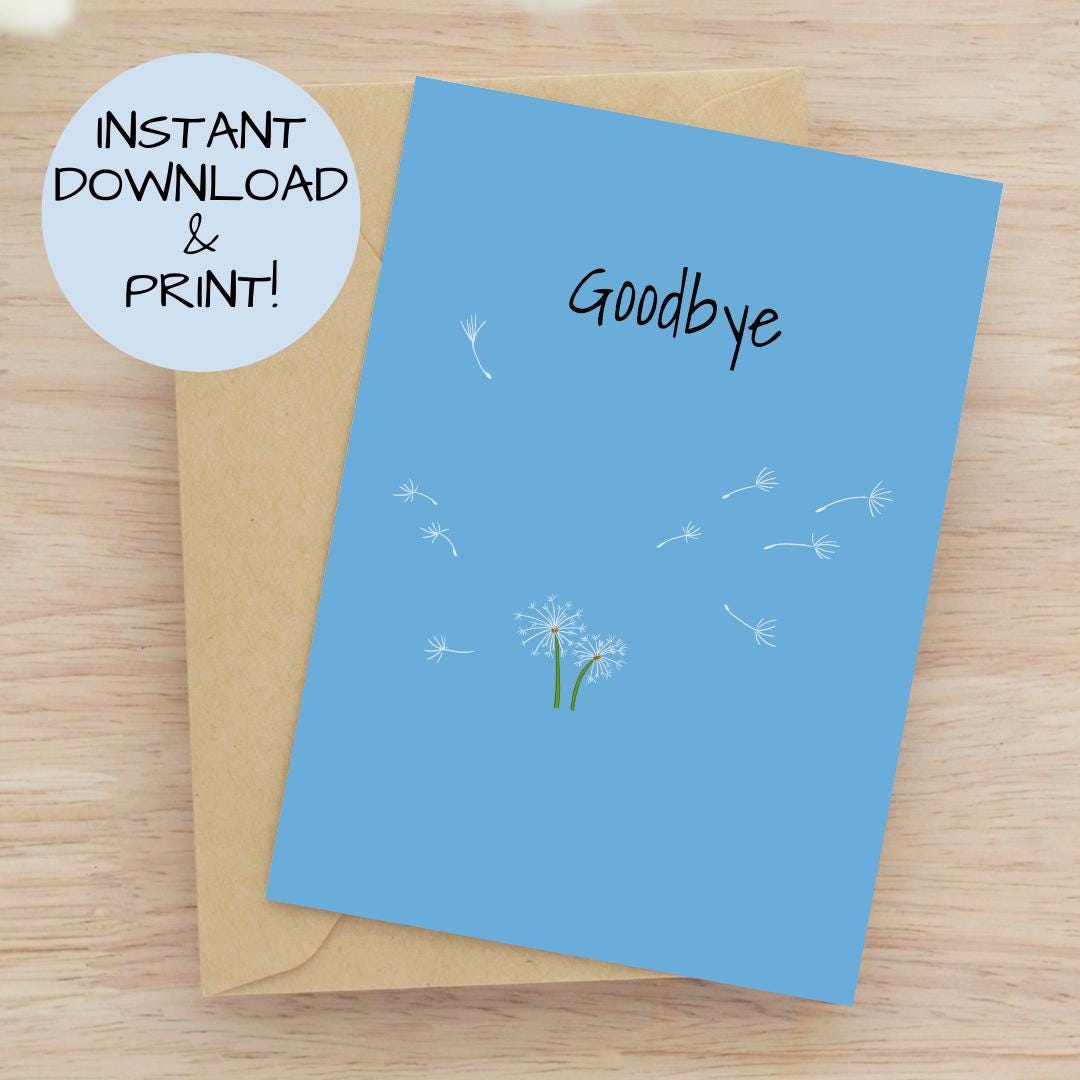 Goodbye Card, Farewell Card, Dandelion in the Wind, Card for Farewells ...
