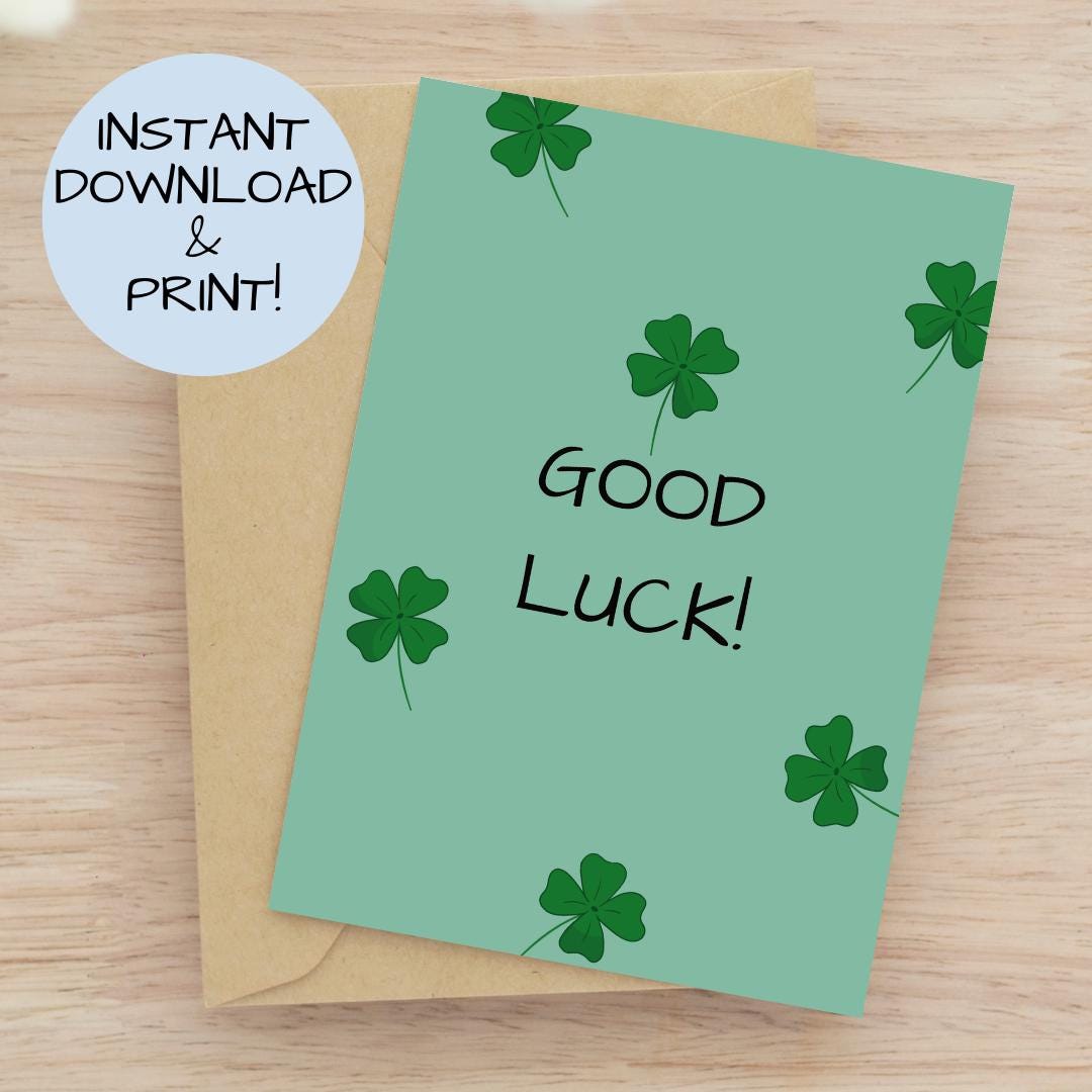 Good Luck Card, Four Leaf Clover Card, Greeting Card for Good Luck - Etsy