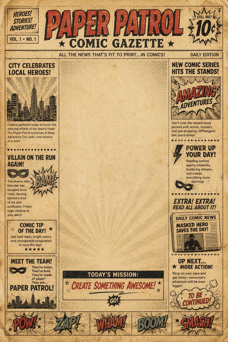 Comic Book Junk Journal Kit Printable | Superhero Ephemera, Vintage ...